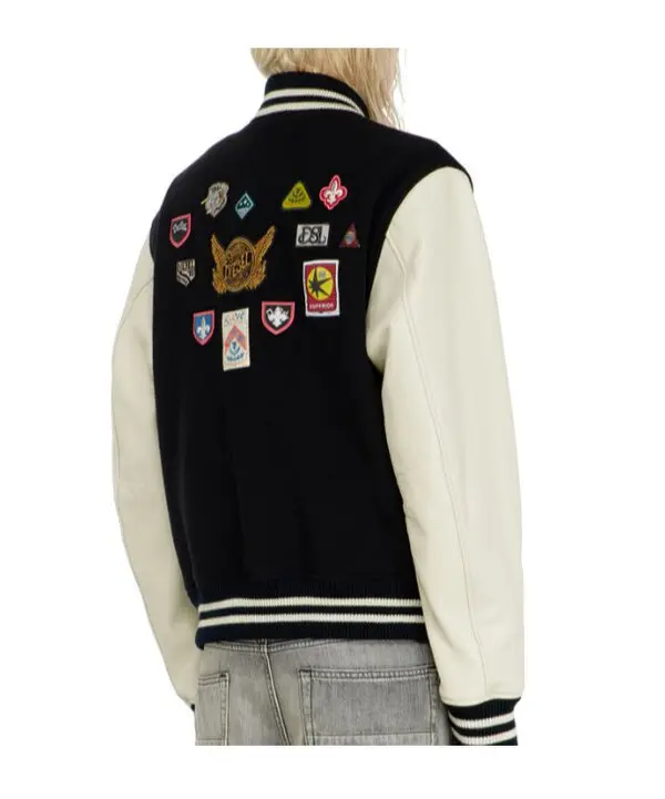 DIESEL® L-arry Patch Leather Jacket - White/black