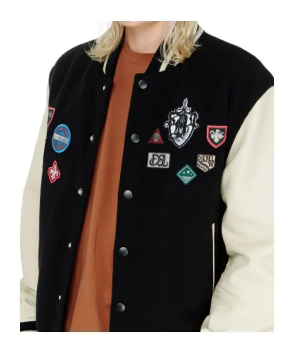 DIESEL® L-arry Patch Leather Jacket - White/black