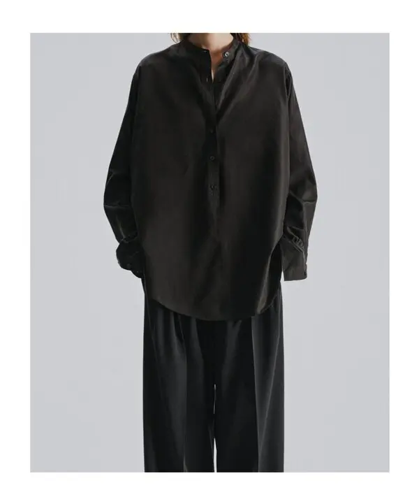 THE ROW Lula Mandarin-collar Silk Shirt - Black