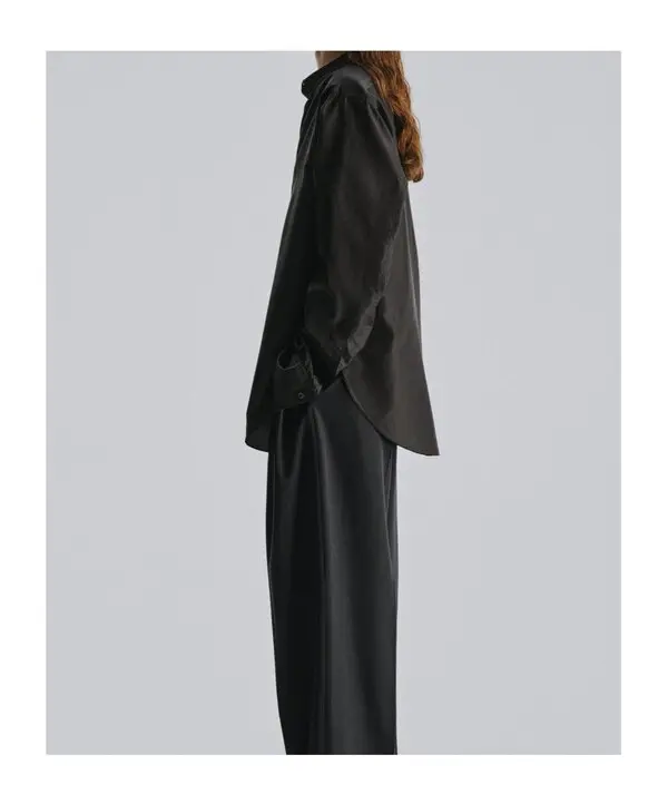 THE ROW Lula Mandarin-collar Silk Shirt - Black