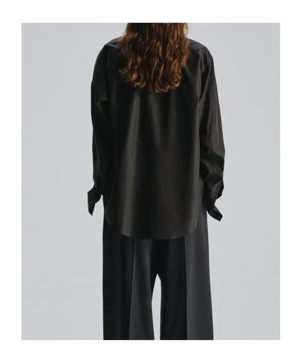 THE ROW Lula Mandarin-collar Silk Shirt - Black