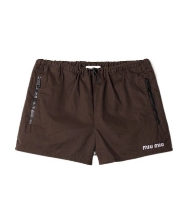 Miu Miu Washed Gabardine Shorts - Ebony