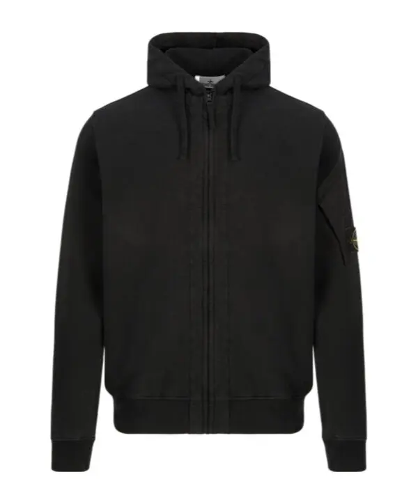 Stone Island Logo Patch Zipped Hoodie