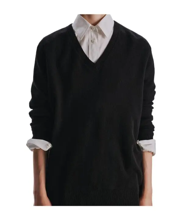 THE ROW Phora Cashmere V-neck Sweater - Black