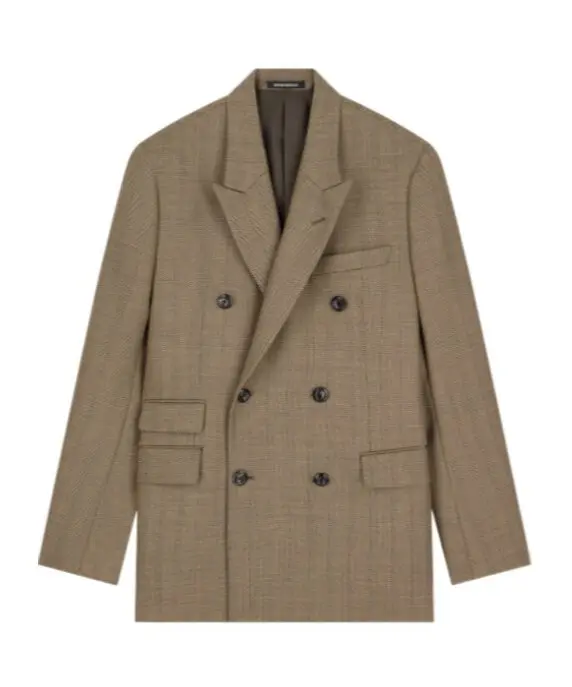 Emporio Armani Lined Blazer In Herringbone Virgin Wool