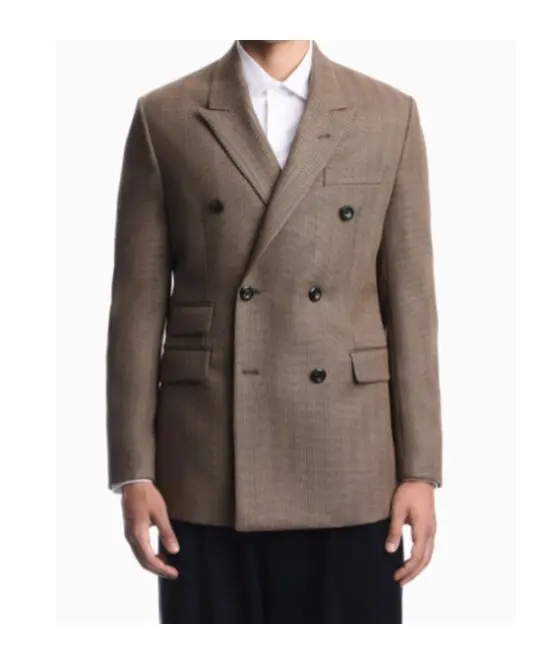 Emporio Armani Lined Blazer In Herringbone Virgin Wool
