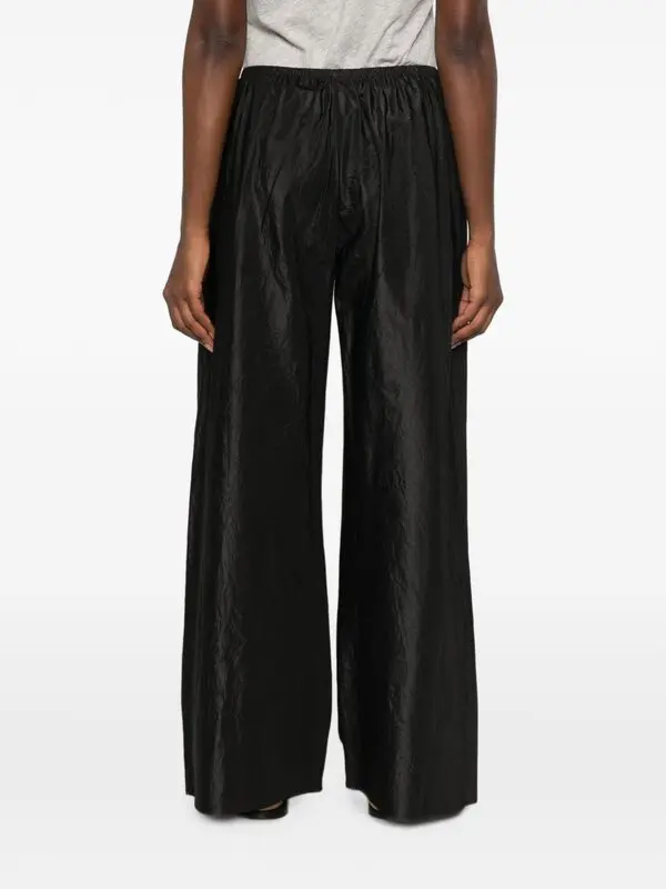 THE ROW Crinkled Wide-leg Trousers - Black