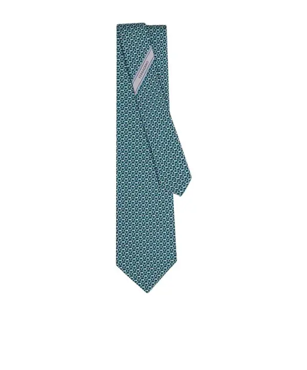 FERRAGAMO Gancini Links Print Silk Neck Tie