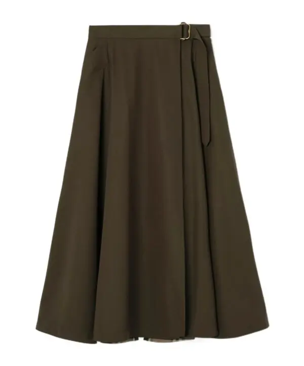 Burberry Belted Twill Midi Skirt