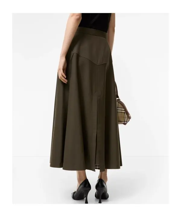 Burberry Belted Twill Midi Skirt