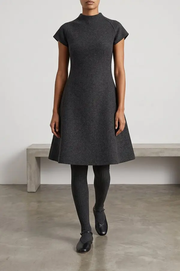 JIL SANDER Mock-neck A-line Mini Dress - Gray