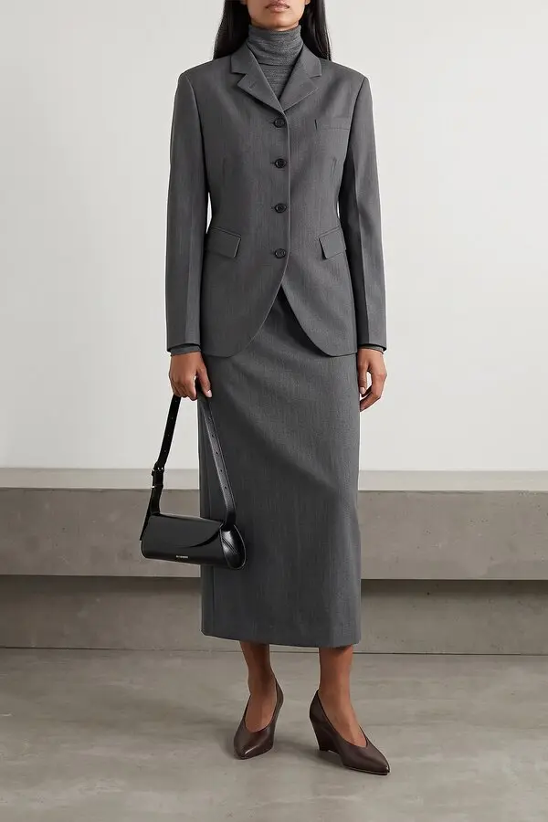 JIL SANDER Single-breasted Blazer With Asymmetrical Hem - Gray