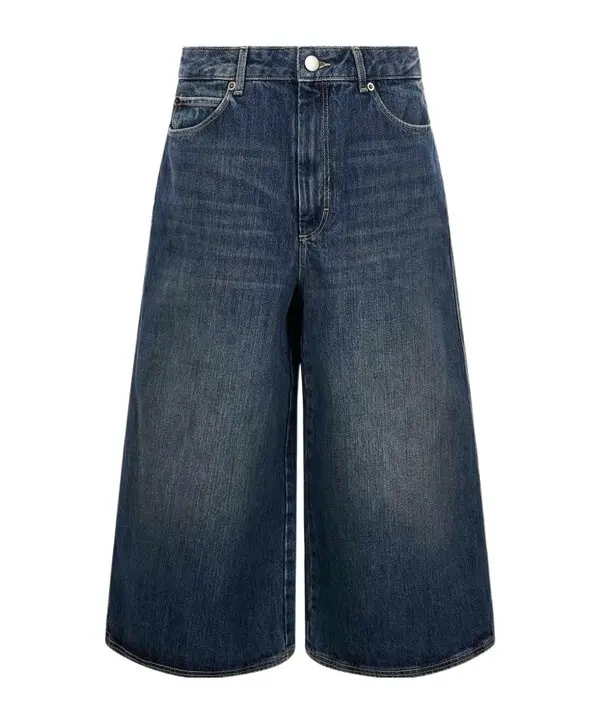 Soeur Faded-detail Denim Shorts - Blue