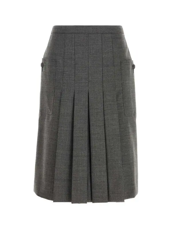 Prada Rush Stitch Pleated Skirt - Slate Ash