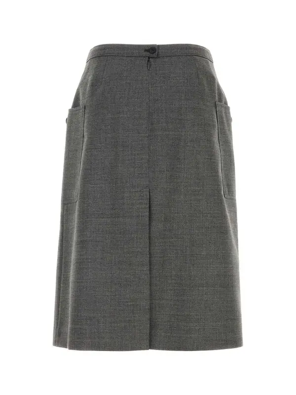 Prada Rush Stitch Pleated Skirt - Slate Ash