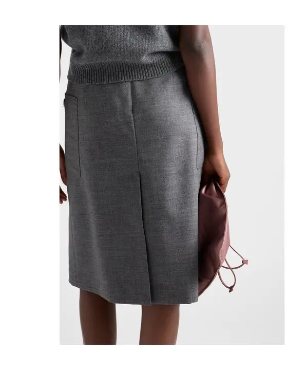 Prada Rush Stitch Pleated Skirt - Slate Ash