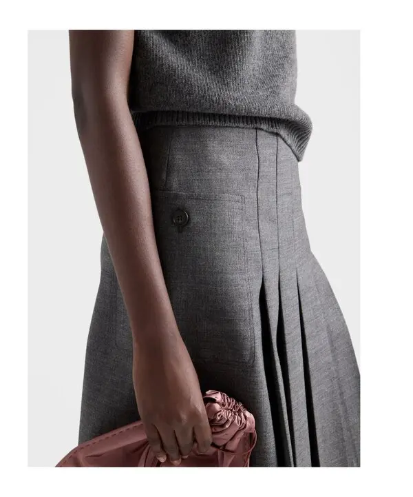 Prada Rush Stitch Pleated Skirt - Slate Ash