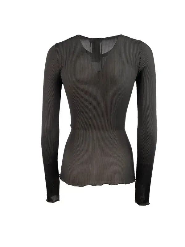 Prada Ribbed Knit Long Sleeve Top - Lead Ash