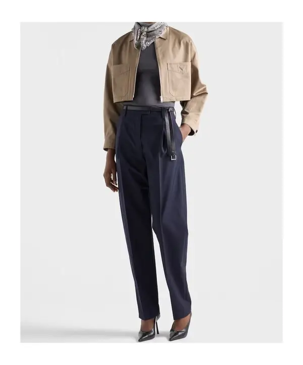 Prada Ribbed Knit Long Sleeve Top - Lead Ash
