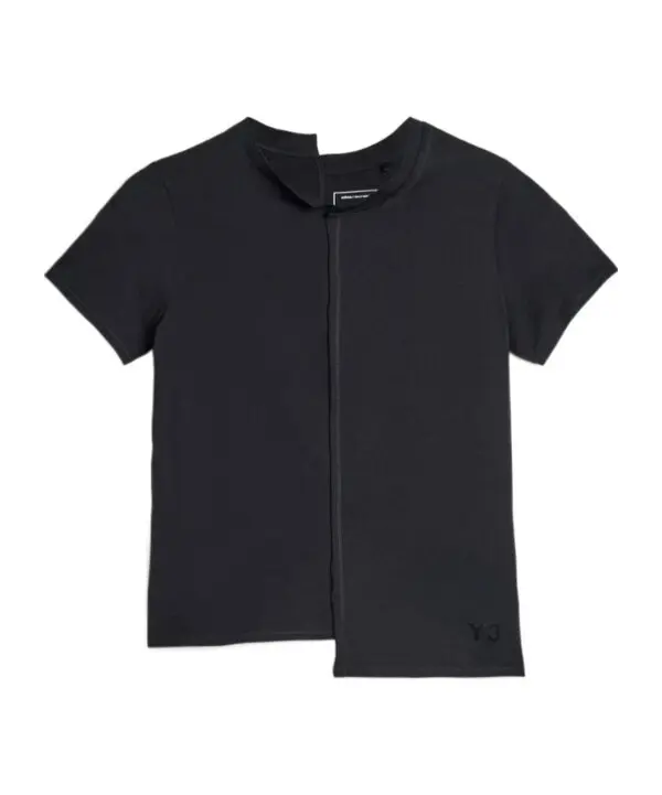 Y3 Fitted Short Sleeve Tee With Asymmetrical Hem