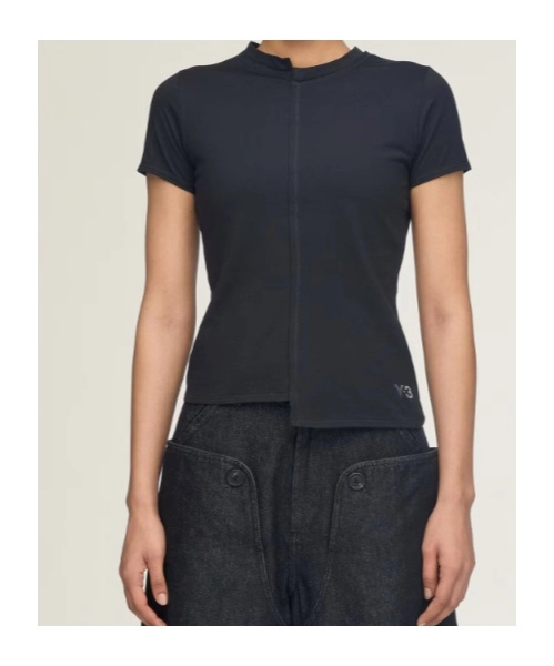 Y3 Fitted Short Sleeve Tee With Asymmetrical Hem