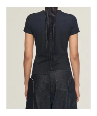 Y3 Fitted Short Sleeve Tee With Asymmetrical Hem