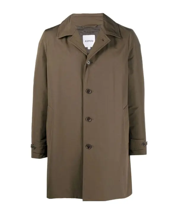 Aspesi Single-breasted Jacket With Classic Collar And Vented Back
