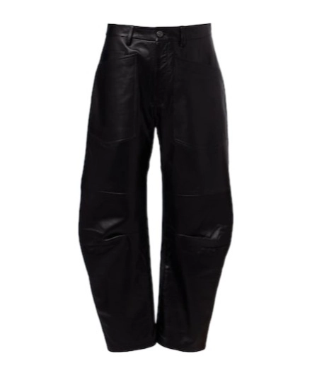 NILI LOTAN Leather Barrel-leg Pants - Black