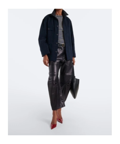 NILI LOTAN Leather Barrel-leg Pants