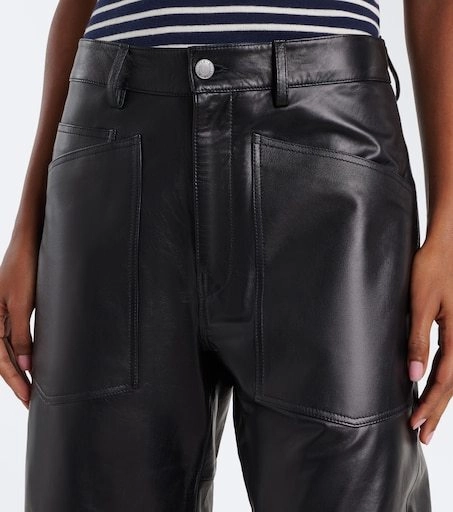 NILI LOTAN Leather Barrel-leg Pants