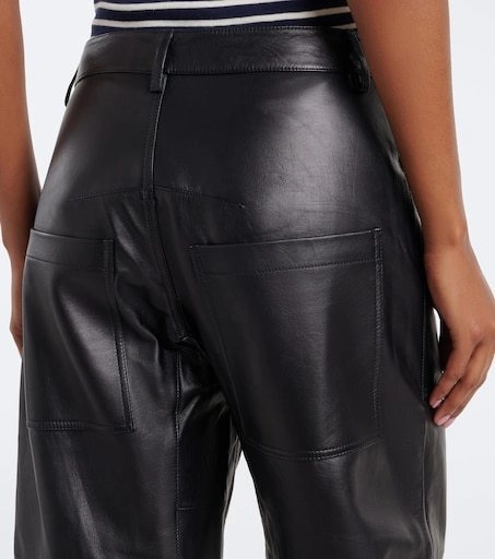 NILI LOTAN Leather Barrel-leg Pants