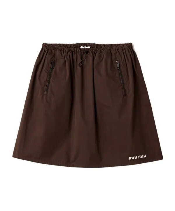Miu Miu Washed Gabardine Skirt - Ebony