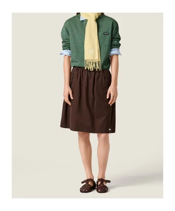 Miu Miu Washed Gabardine Flared Skirt