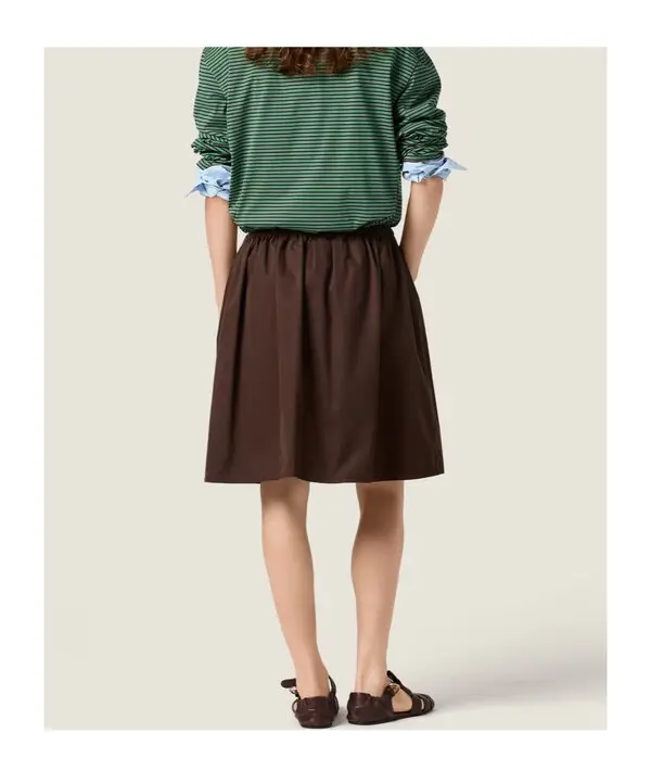 Miu Miu Washed Gabardine Flared Skirt