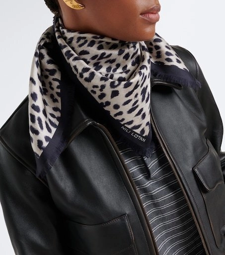 NILI LOTAN Leopard Print Silk Scarf
