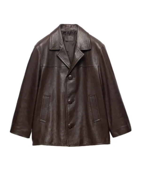 Prada Nappa Leather Caban Jacket - Brown