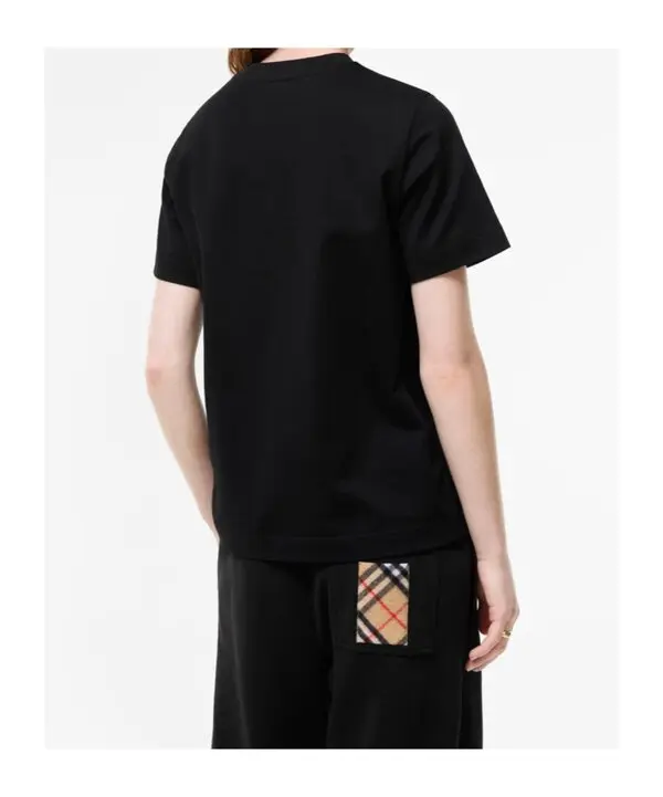 Burberry Check Cashmere Patch Cotton T-shirt - Black