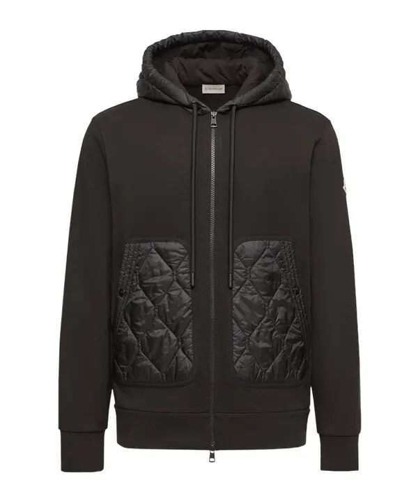 Moncler Diamond Quilted Cotton Blend Zip-up Hoodie