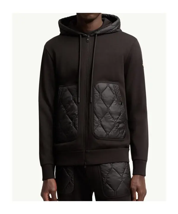 Moncler Diamond Quilted Cotton Blend Zip-up Hoodie