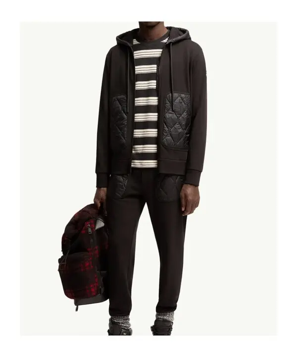 Moncler Diamond Quilted Cotton Blend Zip-up Hoodie