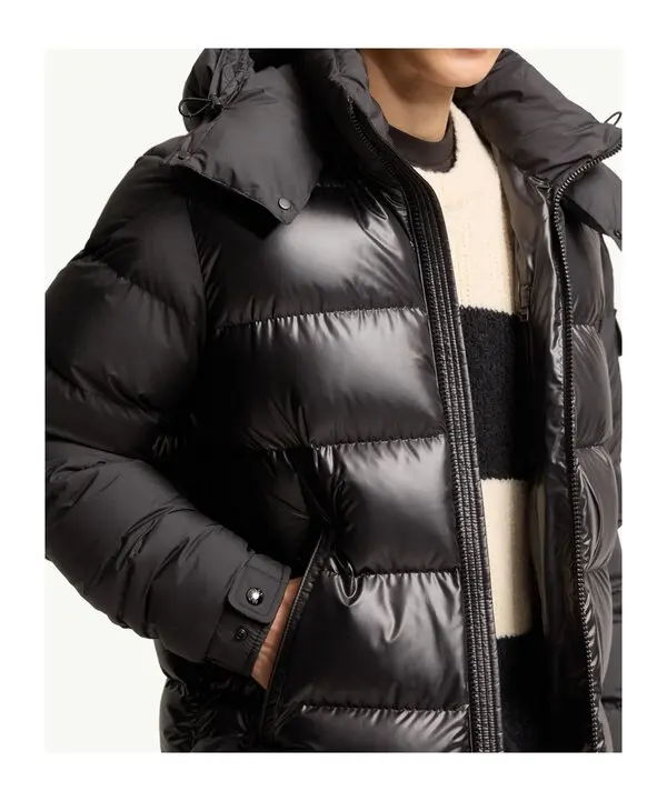Moncler Maya Logo Patch Puffer Jacket - Black