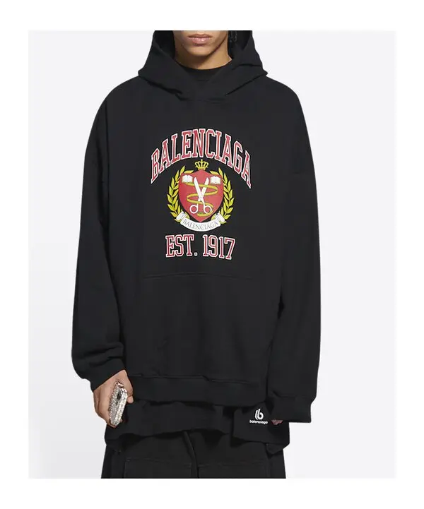 Balenciaga Logo-print Hoodie - Black