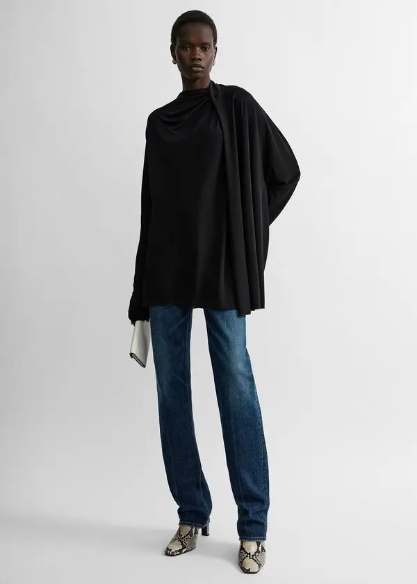 TOTEME Asymmetric Draped Blouse - Black