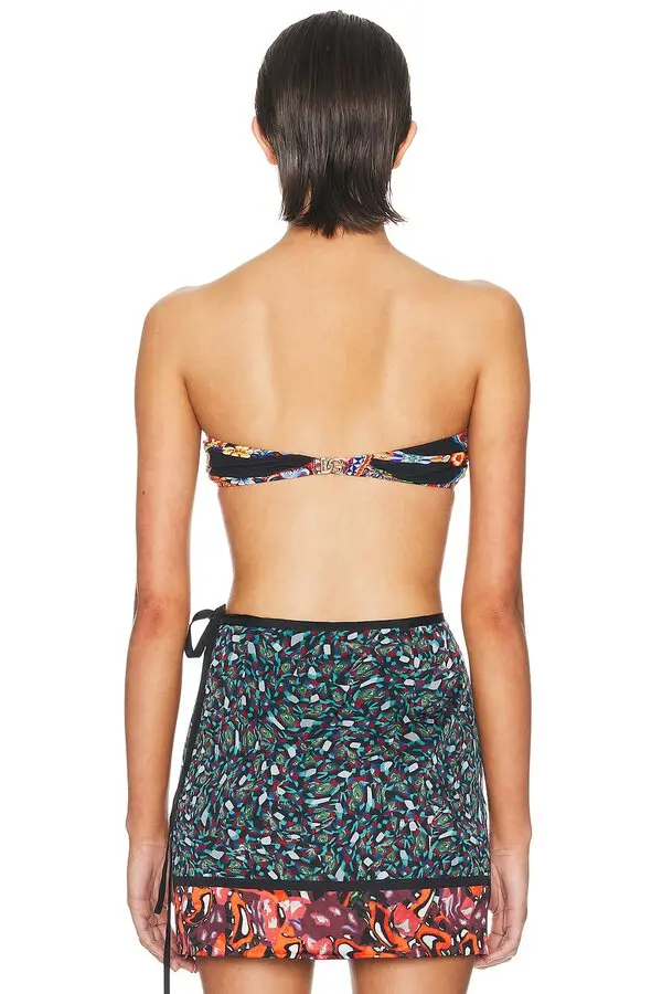 Dolce & Gabbana Organzino Pes Carretto Print Tube Top - Nero