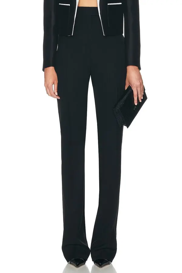 TOM FORD High Waist Tailored Tuxedo Straight Pant - Black