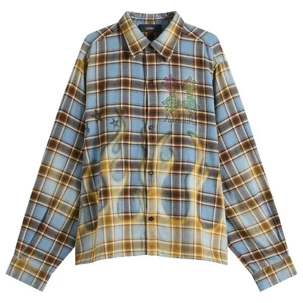 Amiri Ma Quad Flames Flannel Shirt