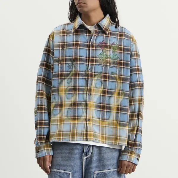 Amiri Ma Quad Flames Flannel Shirt