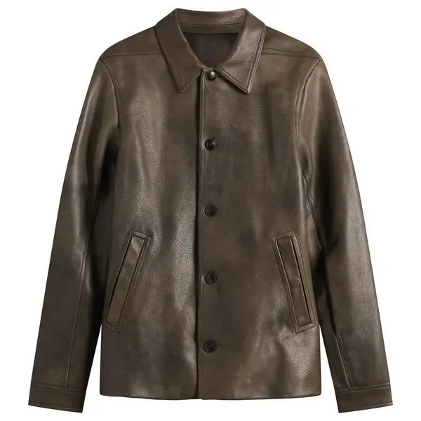 Rick Owens Buttoned Leather Brad Jacket