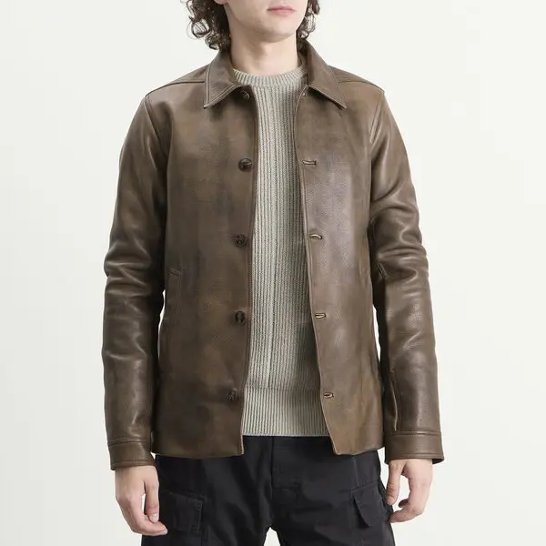 Rick Owens Buttoned Leather Brad Jacket