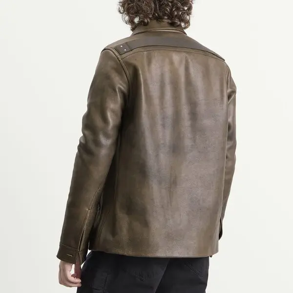 Rick Owens Buttoned Leather Brad Jacket